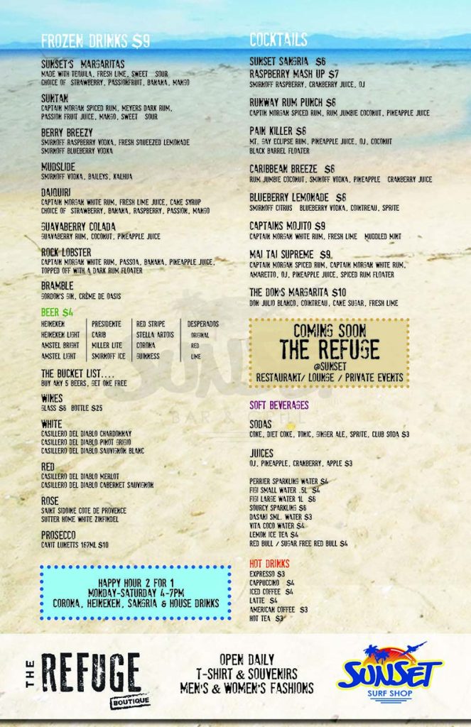 SUNSET MENU22 - Sunset Beach Bar Sxm